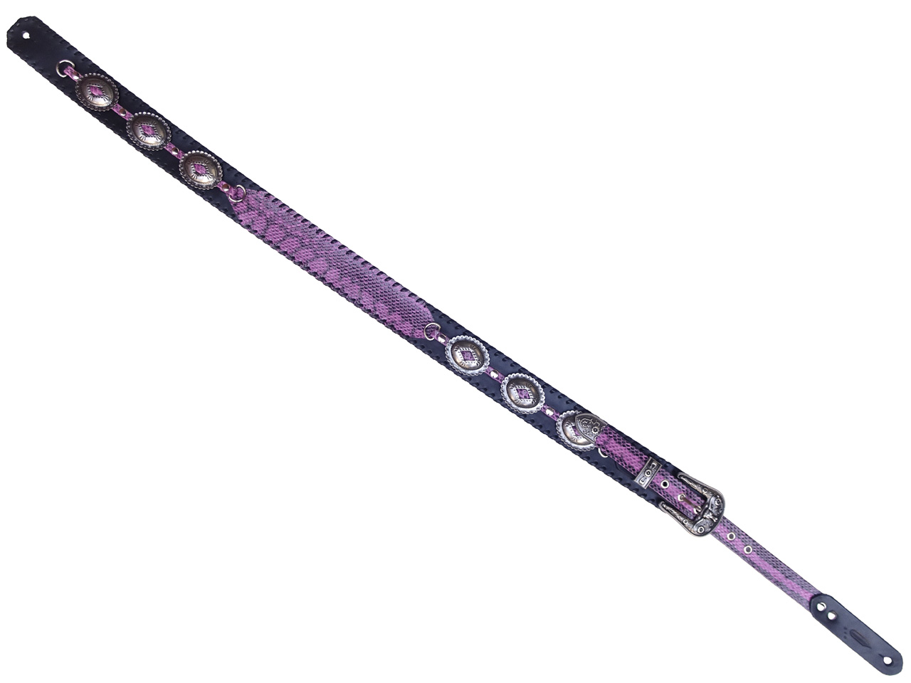 Dru Whitefeather P Purple 紫蛇皮｜コンチョ大｜レースエッジ｜アメリカン・インディアンDruによるハンドメイド・ギター ...